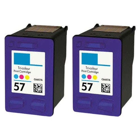 HP 57 Tri-Color (C6657AN) Remanufactured Ink Cartridge Twin Pack ...
