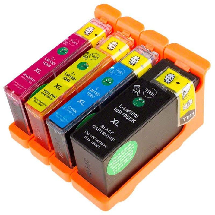Lexmark 100XL High-Yield Compatible Ink Cartridge 4-Pack Combo ...